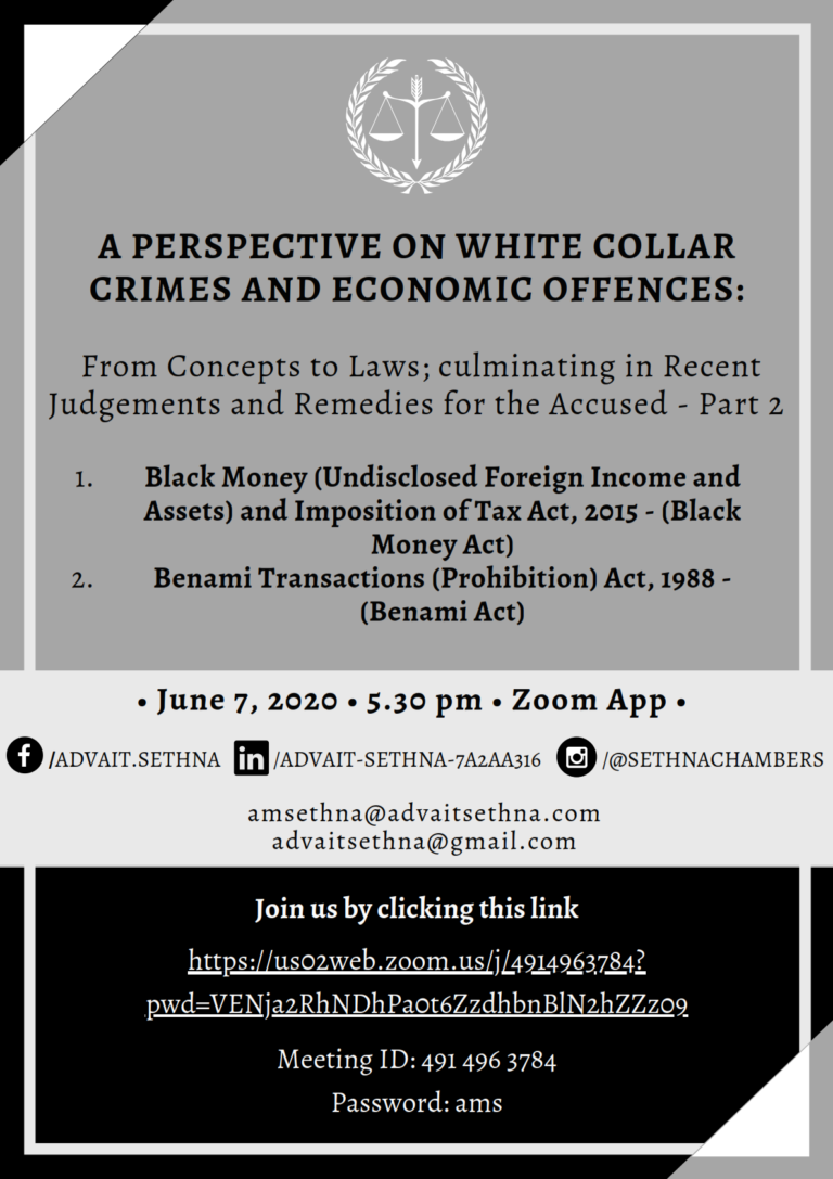 WEBINAR ON “A PERSPECTIVE ON WHITE COLLAR CRIMES & ECONOMIC OFFENCES ...