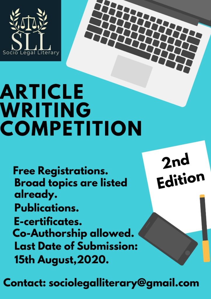 ARTICLE WRITING COMPETITION BY SOCIOLEGALITERARY : REGISTER NOW!!