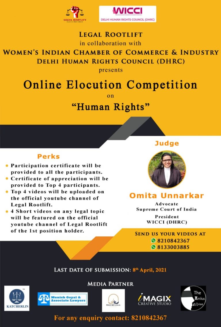 ONLINE ELOCUTION COMPETITION ON”HUMAN RIGHTS” BY LEGAL ROOTLIFT IN ...