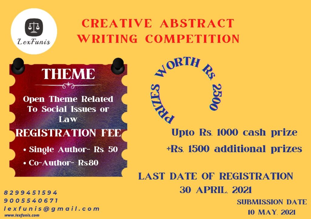 CREATIVE ABSTRACT WRITING COMPETITION BY LEXFUNIS : REGISTER NOW!!
