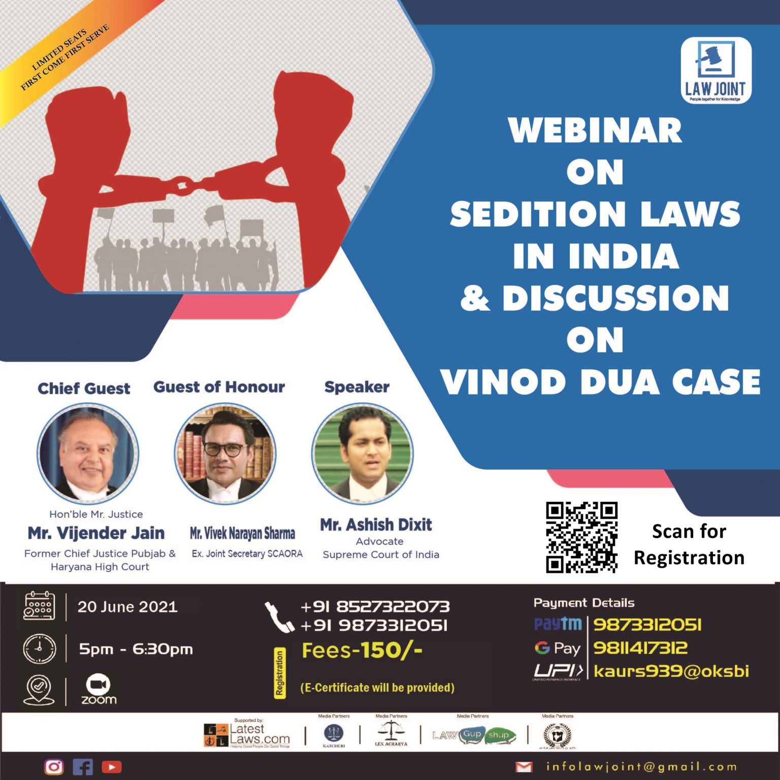 WEBINAR ON SEDITION LAWS IN INDIA & DISCUSSION ON VINOD DUA CASE BY LAW ...