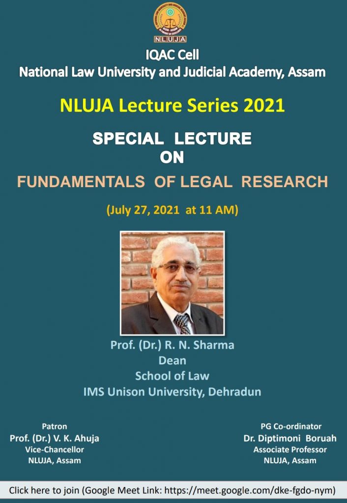SPECIAL LECTURE ON FUNDAMENTALS OF LEGAL RESEARCH: LECTURE SERIES BY ...