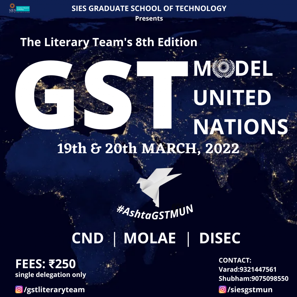 SIESGST MUN, 2022 [19-20 MARCH, 2022] : REGISTER NOW!!