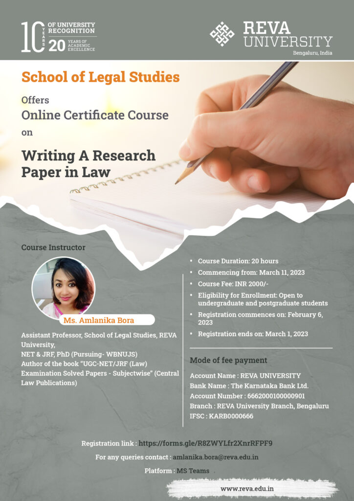 ONLINE CERTIFICATE COURSE ON "WRITING A RESEARCH PAPER IN LAW" BY ...