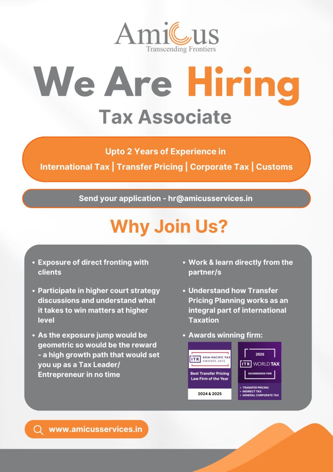 Hiring Alert | Tax Associate | Amicus Services | 0–2 Years Experience ...