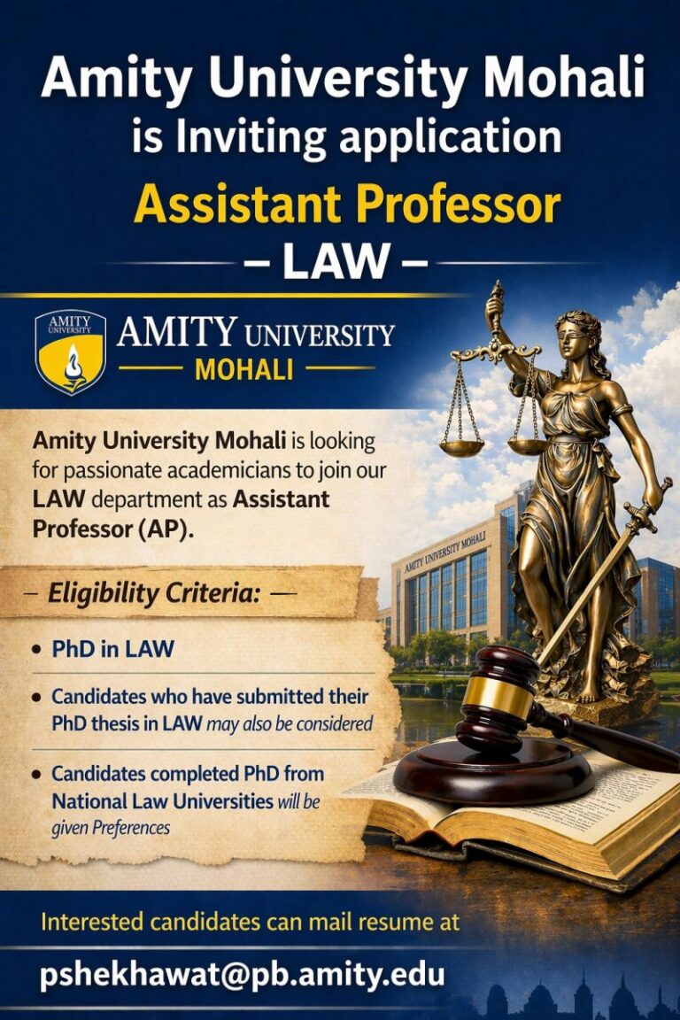 Job Opportunity | Assistant Professor – Law | Amity University Punjab ...