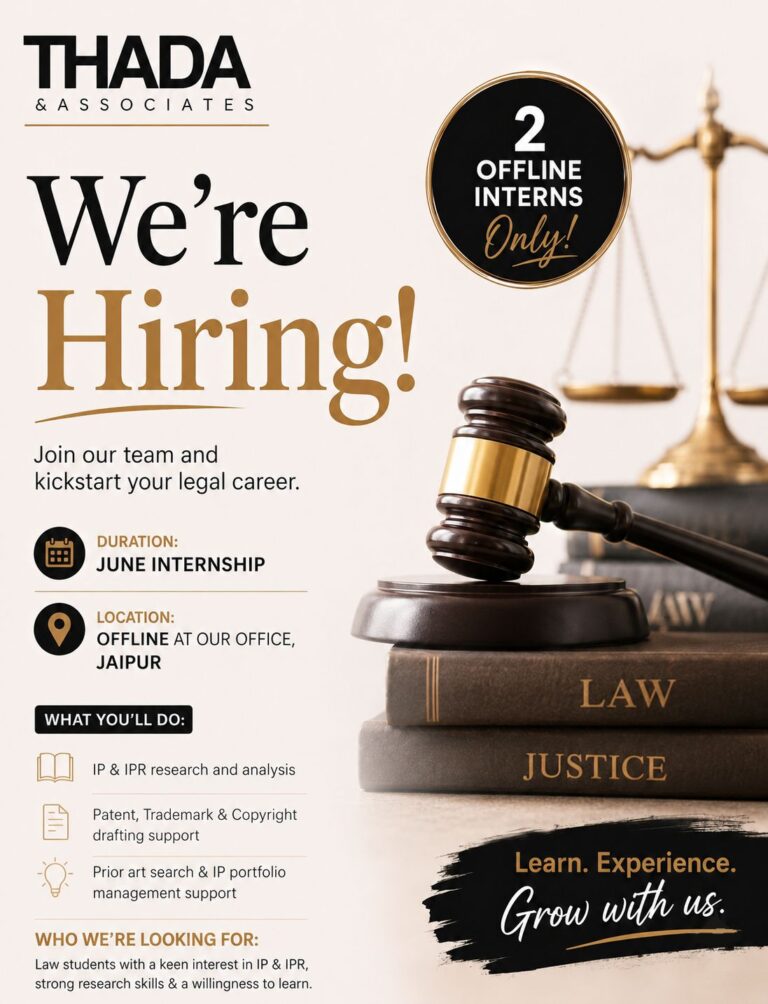 Internship Opportunity | Offline Legal Internship | Thada and ...